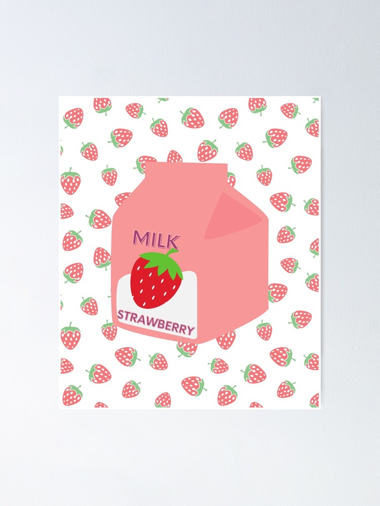 "japanese aesthetics kawaii strawberry milk shake" Poster by H2O-Shop ...