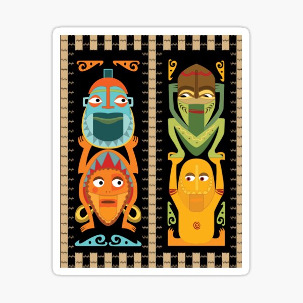 "Tropical Hawaiian Polynesian Tiki Totems" Sticker for Sale by ...