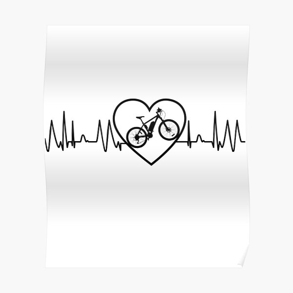 "Bicycle Bike Heart Rate Heart Pulse MTB Retro" Poster by DerNerd ...