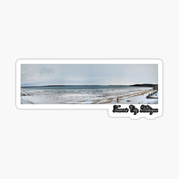"Frozen bay side view -- Traverse City, Michigan" Sticker by glitchman2 ...
