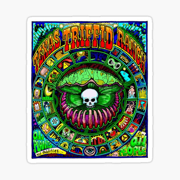 "Texas Triffid Ranch" Sticker by LarryCareyArt | Redbubble