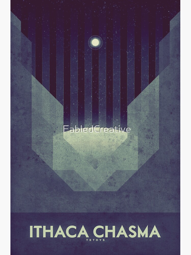 "Saturn | Moon | Tethys | Ithaca Chasma | Space Art" Sticker for Sale ...