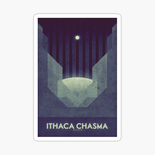 "Saturn | Moon | Tethys | Ithaca Chasma | Space Art" Sticker for Sale ...