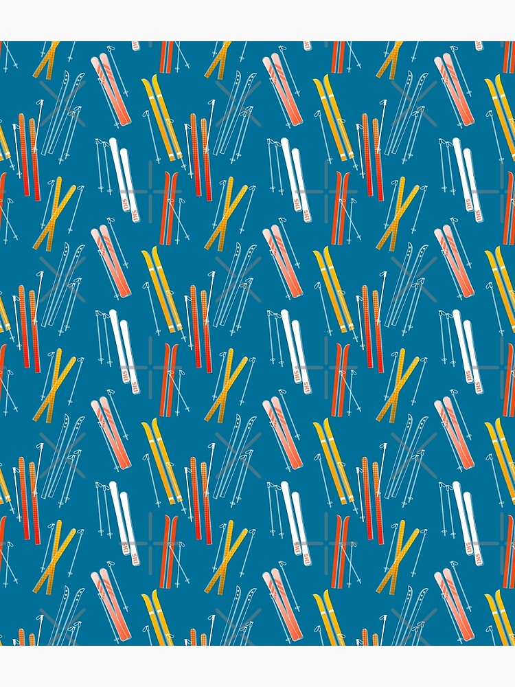 "Colorful, Retro Skis pattern on dark blue" Backpack for Sale by ...