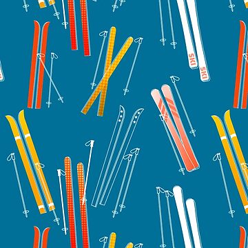 "Colorful, Retro Skis pattern on dark blue" Backpack for Sale by ...