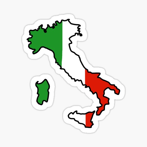 "Italy Country Outline with Italian Flag" Sticker by EmeraldJadeArt ...