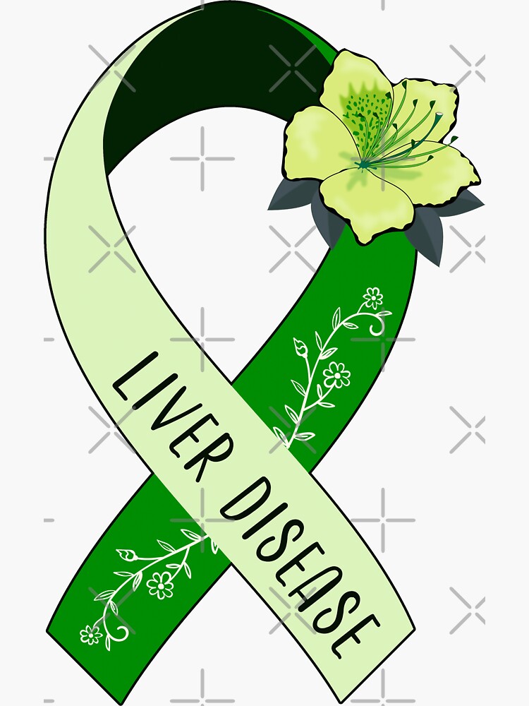 "Liver Disease Awareness, Liver Disease Ribbon" Sticker for Sale by ...