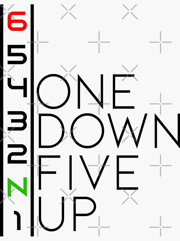 "65432N1 One Down Five Up" Sticker for Sale by TwoLinerDesign | Redbubble