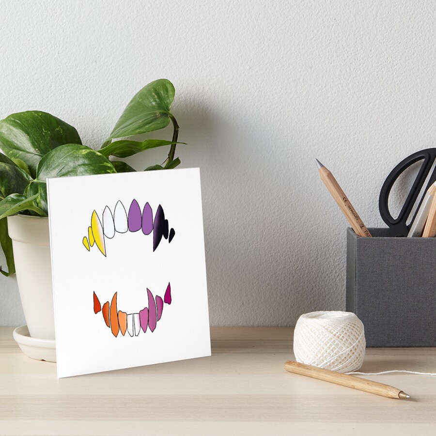 " Non-Binary Lesbian Vampire Teeth" Art Board Print by AAK-Art | Redbubble