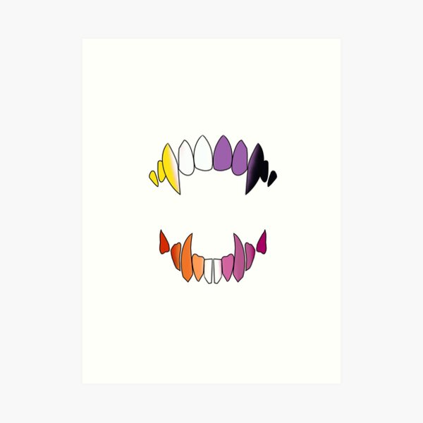 " Non-Binary Lesbian Vampire Teeth" Art Print by AAK-Art | Redbubble