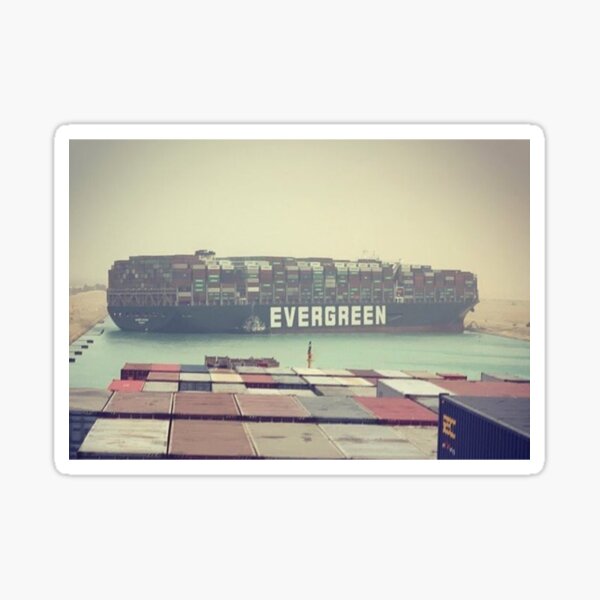 "Ship stuck in Suez Canal" Sticker for Sale by BessieMoo | Redbubble