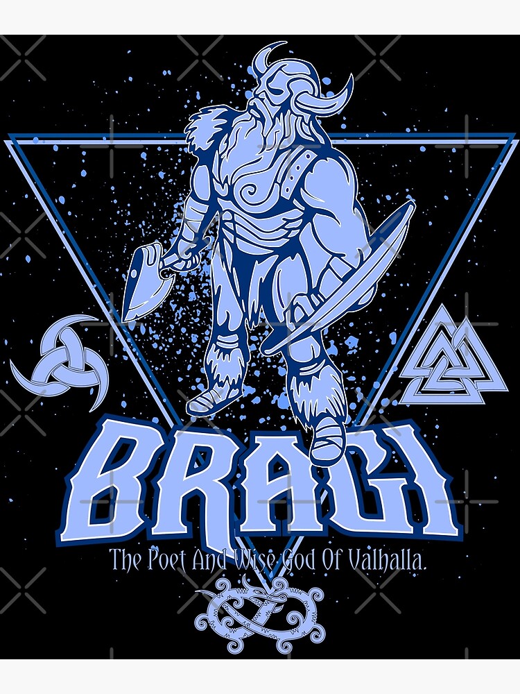 "Vikings,Bragi,Retro Vintage Illustration Norse Symbol" Art Print for ...