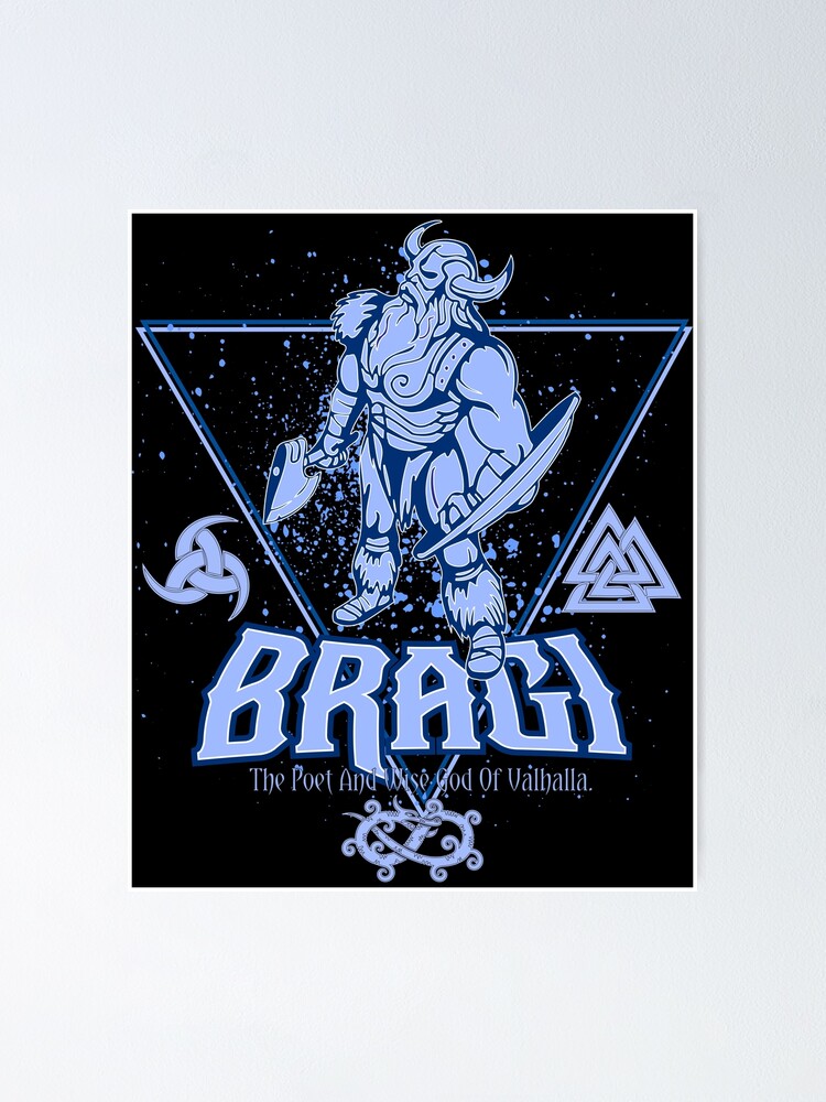 "Vikings,Bragi,Retro Vintage Illustration Norse Symbol" Poster by ...