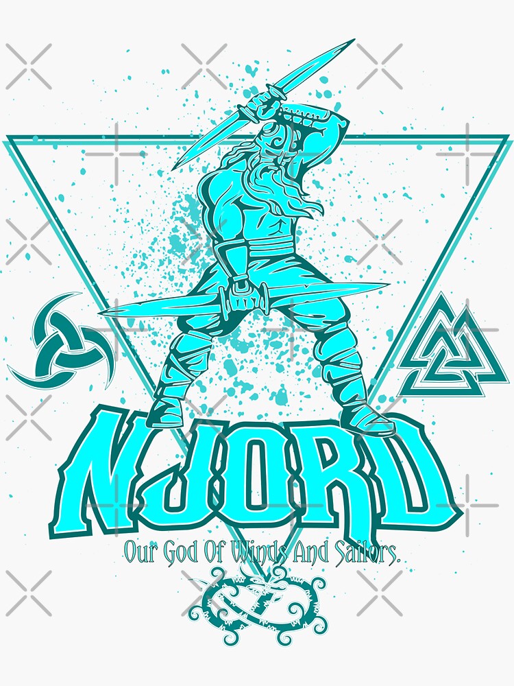 "Vikings,Njord,Retro Vintage Illustration Norse Symbol" Sticker by ...