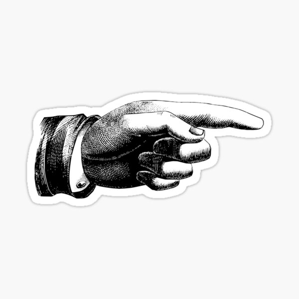 "Vintage Pointing hand sticker" Sticker by SouthPrints | Redbubble