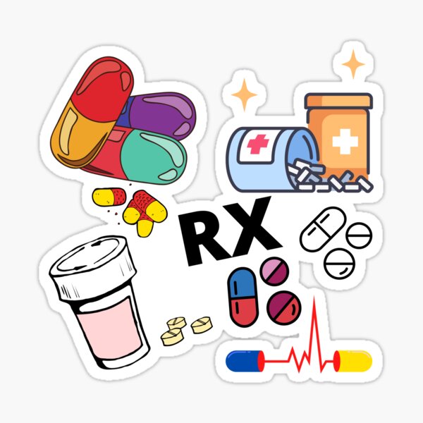 "Pharmacy Pattern Pills RX" Sticker for Sale by Designs24U | Redbubble