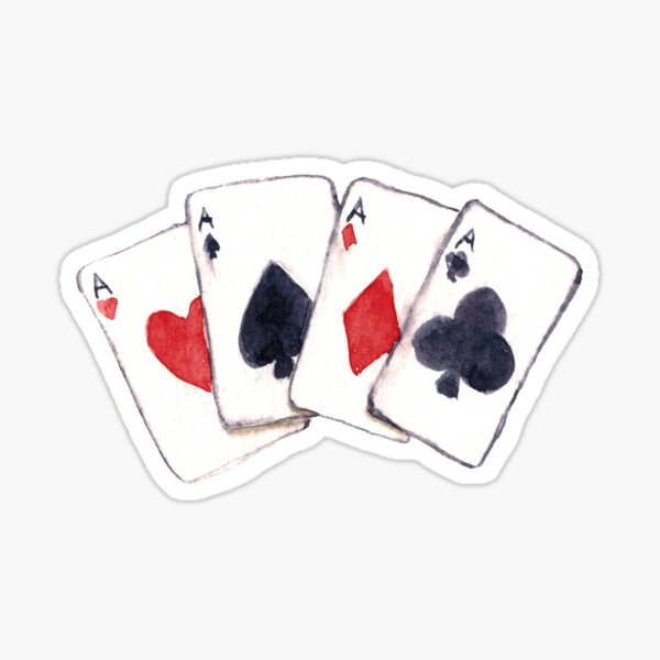 "Watercolor hand drawn sketch illustration of playing cards" Sticker ...