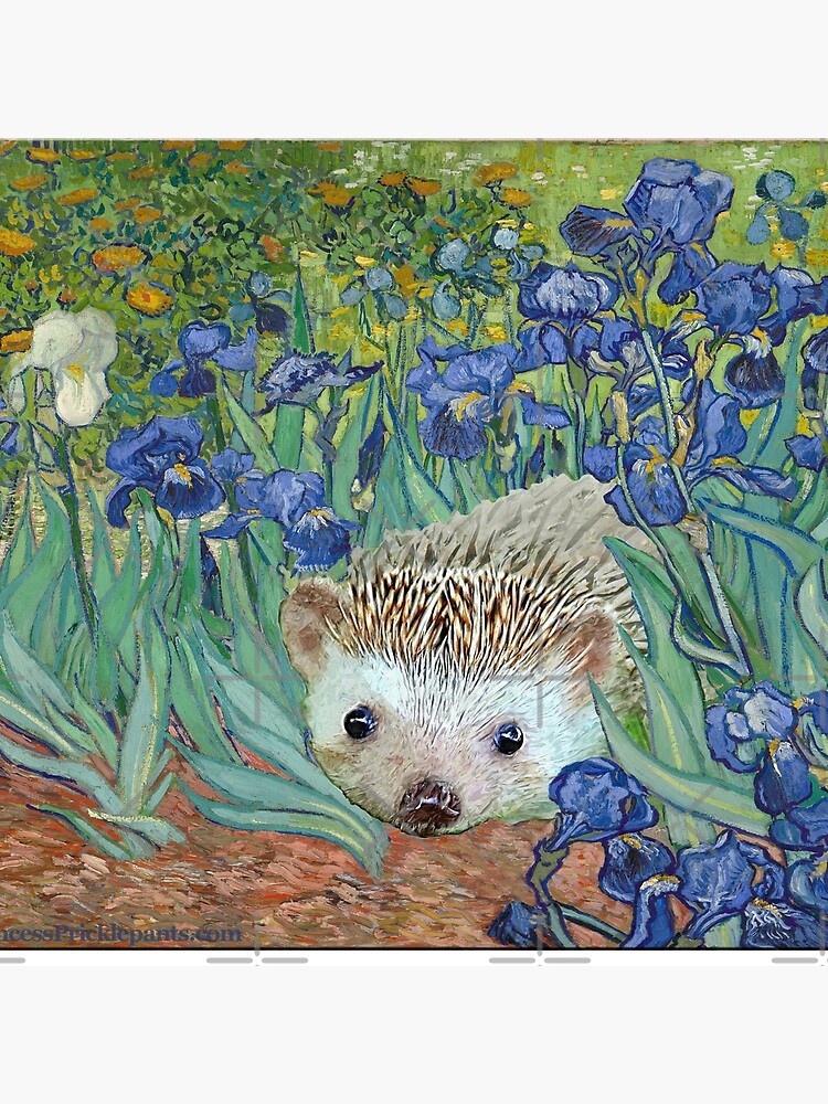 "Vincent van Hog's "Irises and Also a Hedgehog"" Throw Pillow by ...