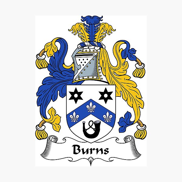 "Burns Coat of Arms / Burns Family Crest" Photographic Print for Sale ...