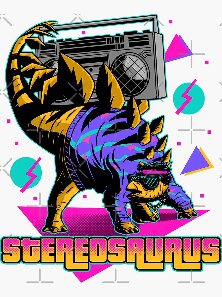 "Stereosaurus - A Rad Dinosaur" Sticker by sachpica | Redbubble