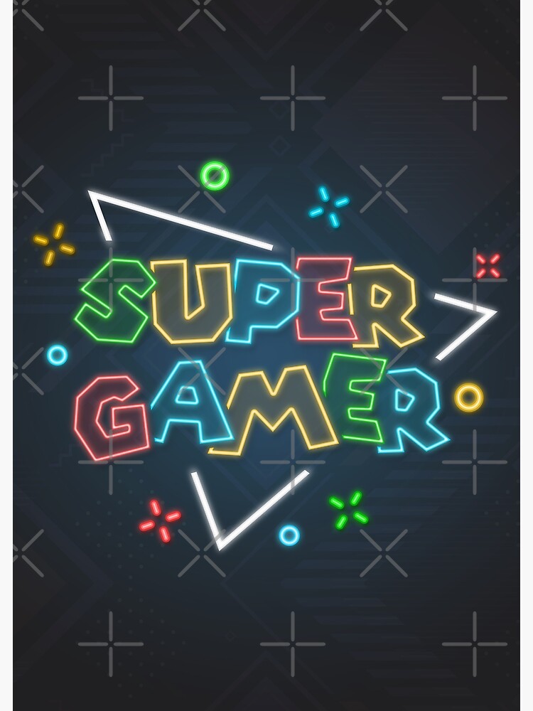 "Super Gamer Neon Video Game Player Sign Retro" Poster for Sale by ...