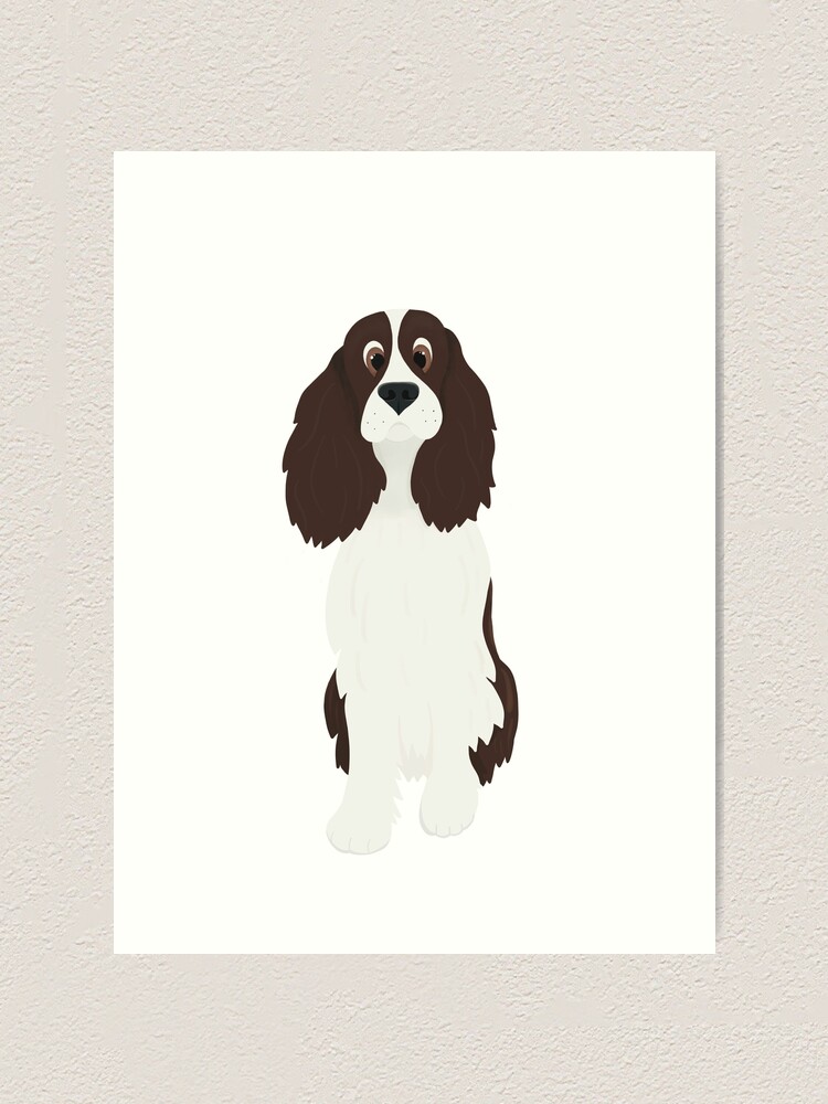 "English Springer Spaniel, liver - sitting cartoon" Art Print for Sale ...