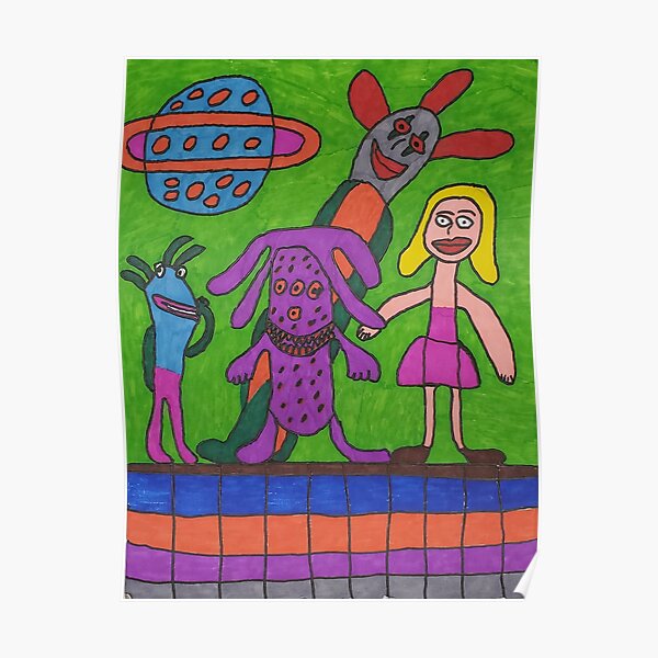 "Aliens from Saturn" Poster by MikeColeArt | Redbubble