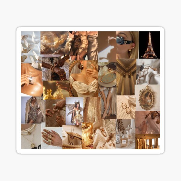 "gold aesthetic collage" Sticker by morgananjos | Redbubble