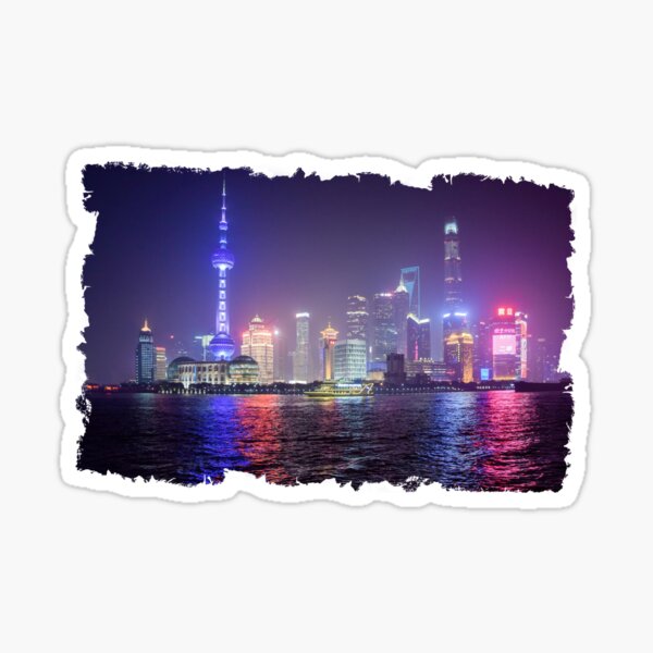 "China Shanghai Skyline Night City Lights Skyscrapers Landscape ...