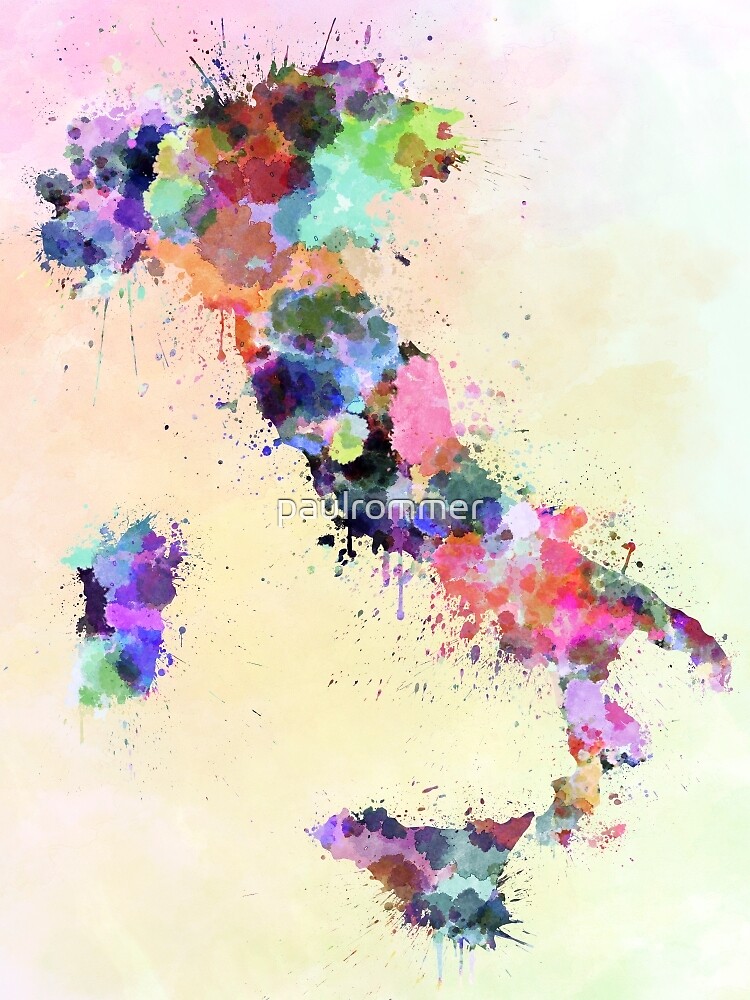 "Italy map watercolor style splash" by paulrommer | Redbubble