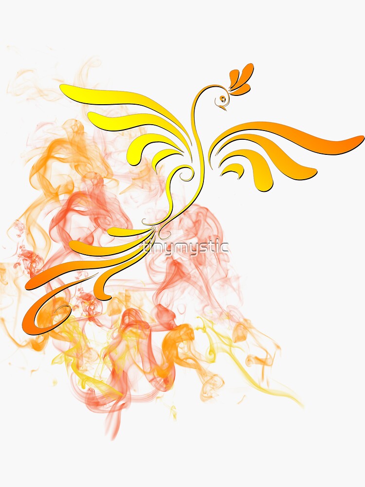 "Flaming Phoenix Rising" Sticker by tinymystic | Redbubble
