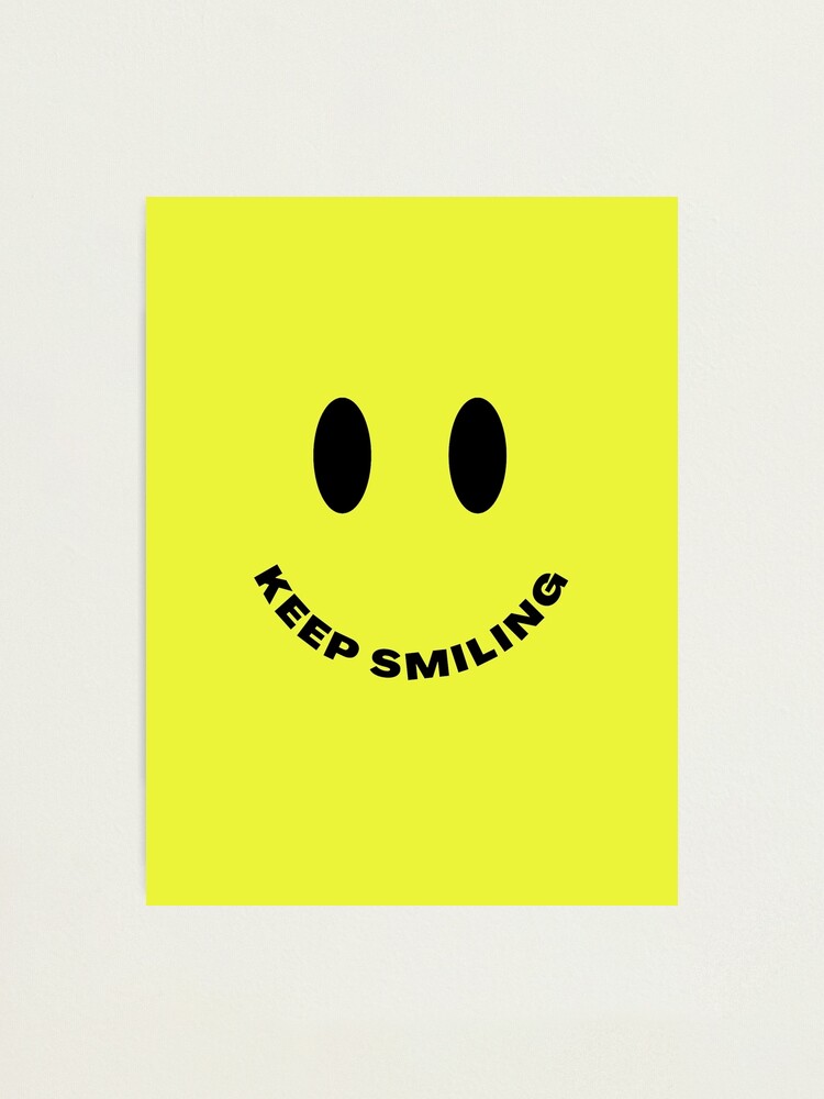 "Yellow Keep Smiling Face Emoji" Photographic Print by Rosey1510 ...
