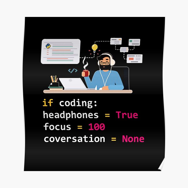 Póster «Algoritmo de tiempo de codificación para Python Developer» de PyGeek | Redbubble