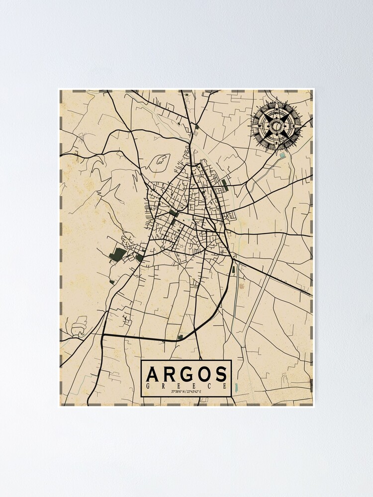 "Argos City Map of Greece - Vintage" Poster for Sale by deMAP | Redbubble