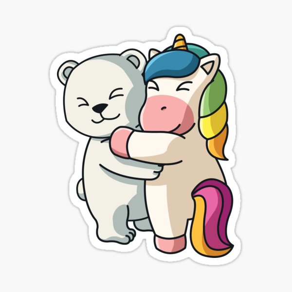 "Icebear and Unicorn cute Hug Cuddle Animals" Sticker by 123428094 ...