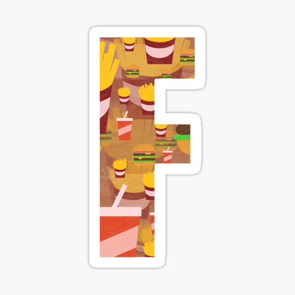 "Letter F - Burger Fries and Soda - Fast Food Pattern Art" Sticker for ...