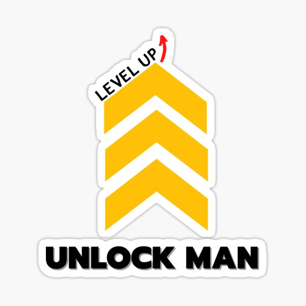 "Level up unlock man." Sticker by PichaiBerm | Redbubble