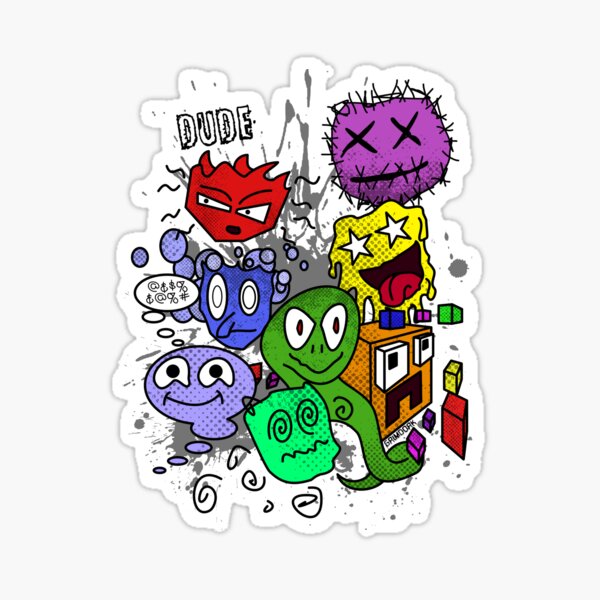 "Faces of Yo" Sticker for Sale by GrimDork | Redbubble