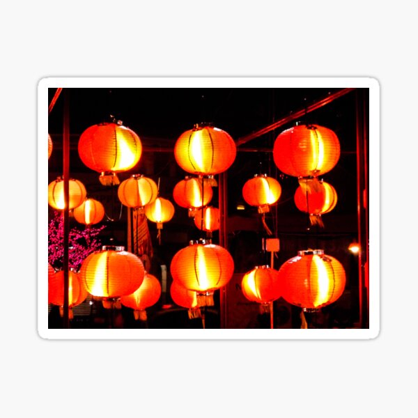 "Chinese Lanterns, Penang" Sticker by Funkylikeabee | Redbubble