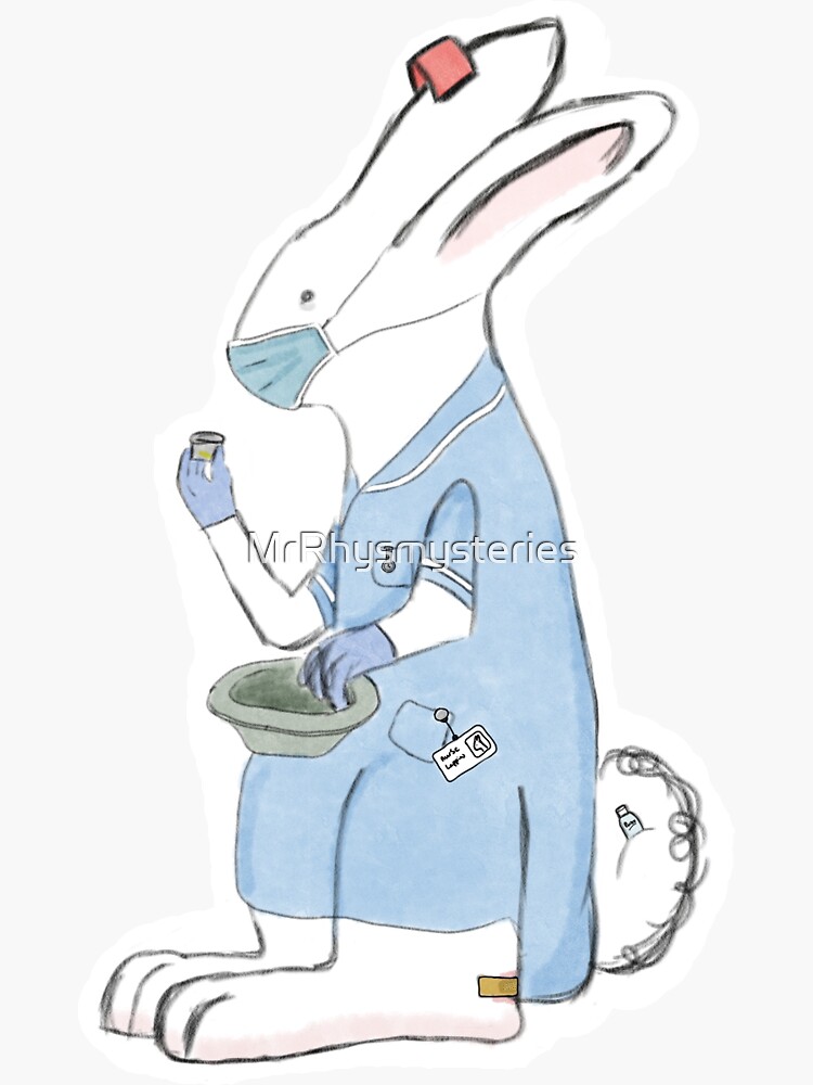 "Nurse Bunny Rabbit" Sticker for Sale by MrRhysmysteries | Redbubble