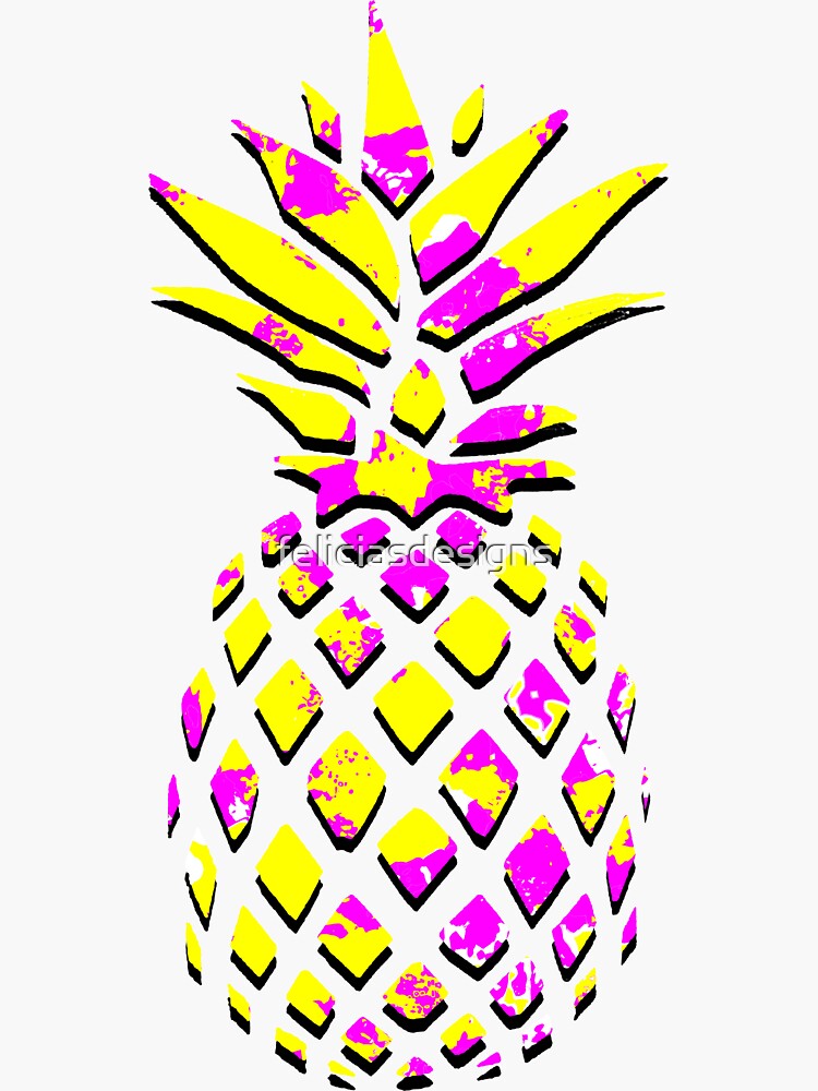 "Yellow Pineapple" Sticker for Sale by feliciasdesigns | Redbubble