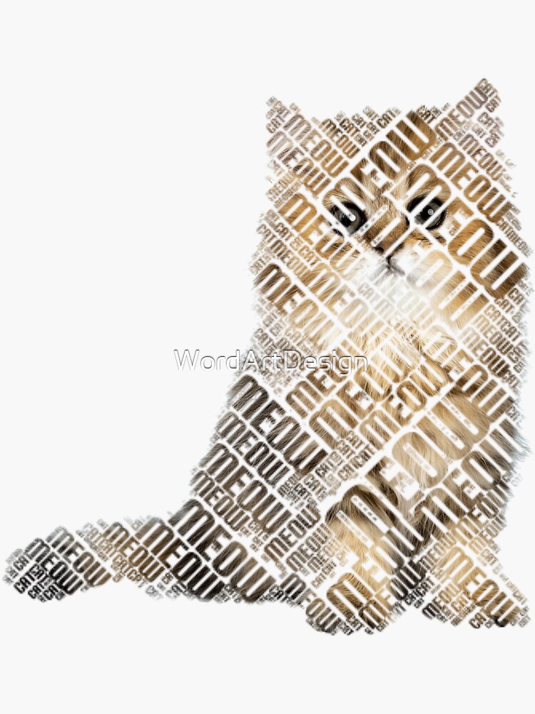 "Cute Cat - Word Art" Sticker for Sale by WordArtDesign | Redbubble