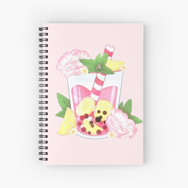 "Pink Lemonade Boba Tea" Spiral Notebook for Sale by averiillustrate ...