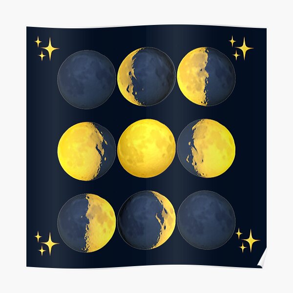 "Moon phases in emoji " Poster by ICRainbowMoons | Redbubble