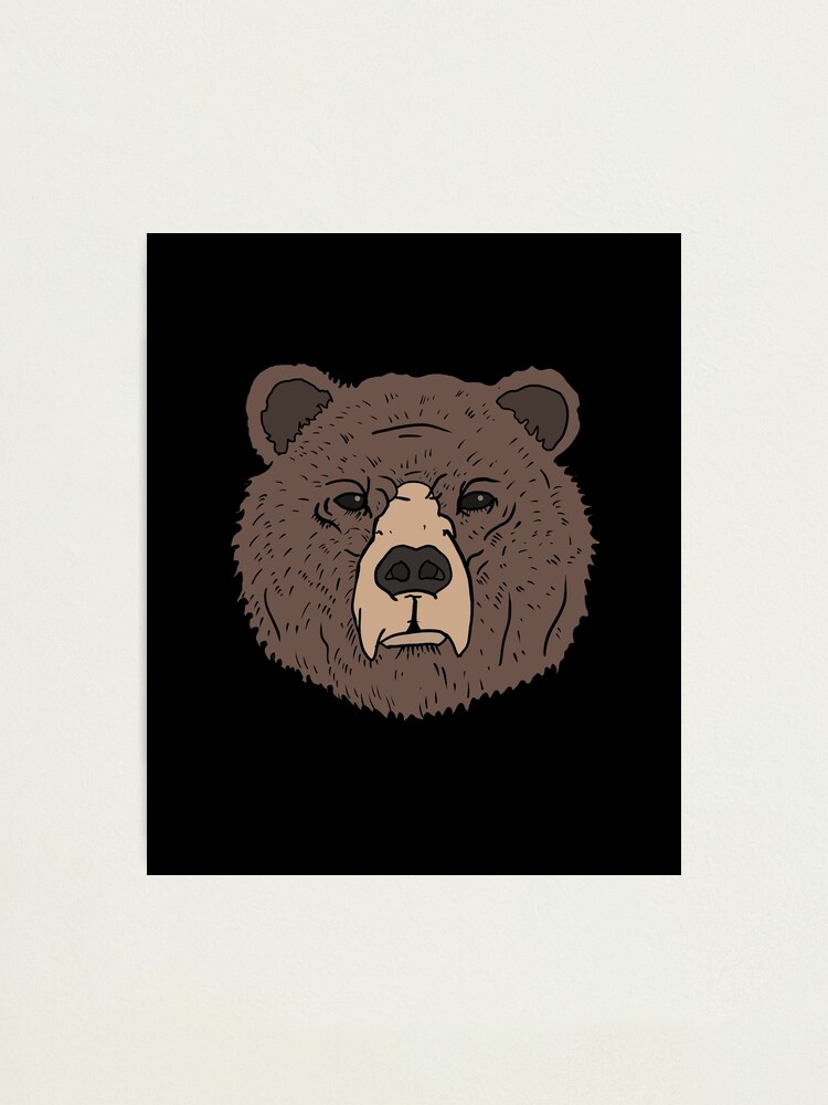 "Grumpy Brown Bear Head hand drawn portrait" Photographic Print by ...