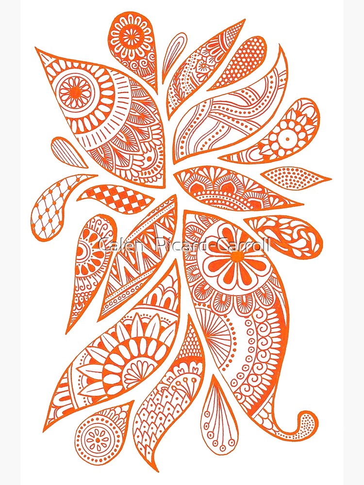 "Abstraktes Zentangle-Wirbel-Design (orange auf weiß)" Poster von ...