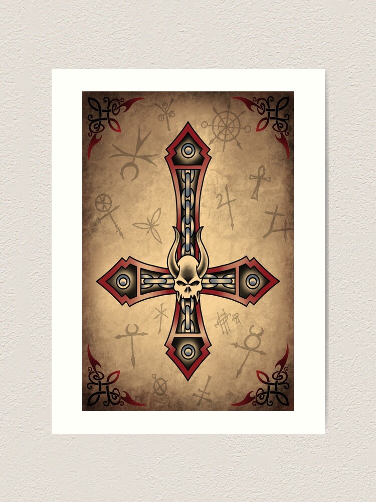 "Inverted Skull Cross Tattoo" Art Print by warhammer2000 | Redbubble