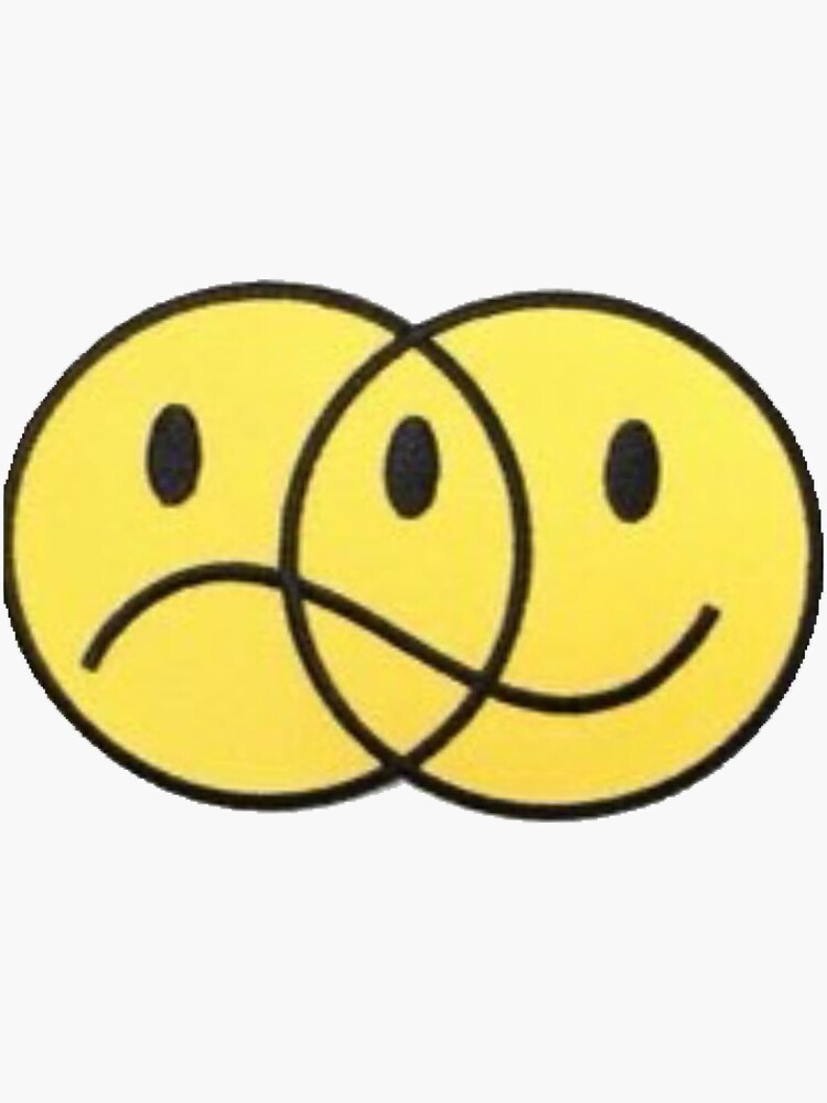 "happy sad face venn diagram" Sticker for Sale by bidishadalai | Redbubble