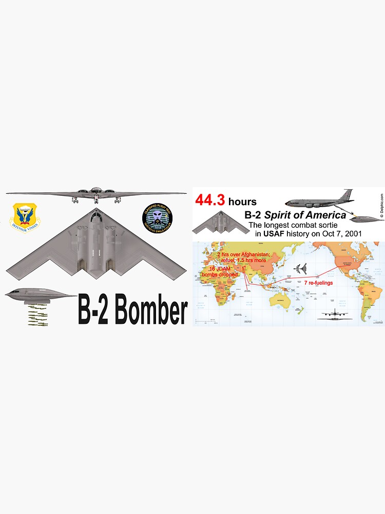 "B-2 Stealth Bomber - Spirit of America Longest Sortie" Sticker for ...