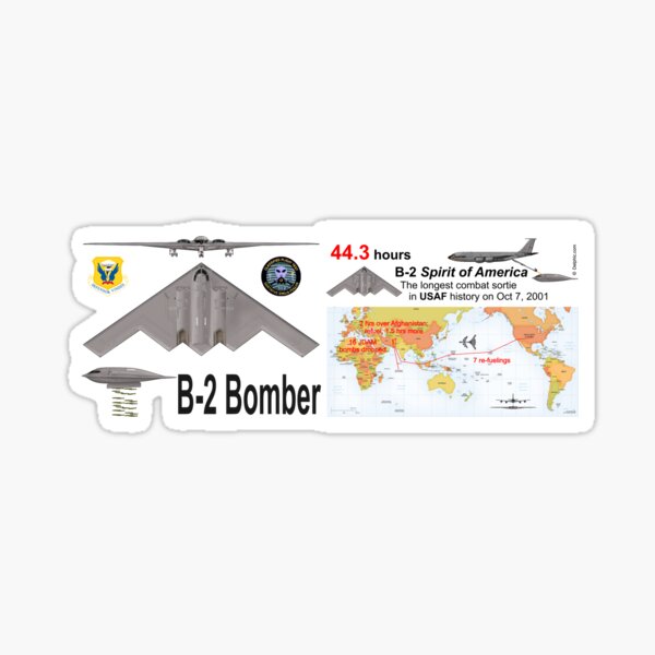 "B-2 Stealth Bomber - Spirit of America Longest Sortie" Sticker for ...